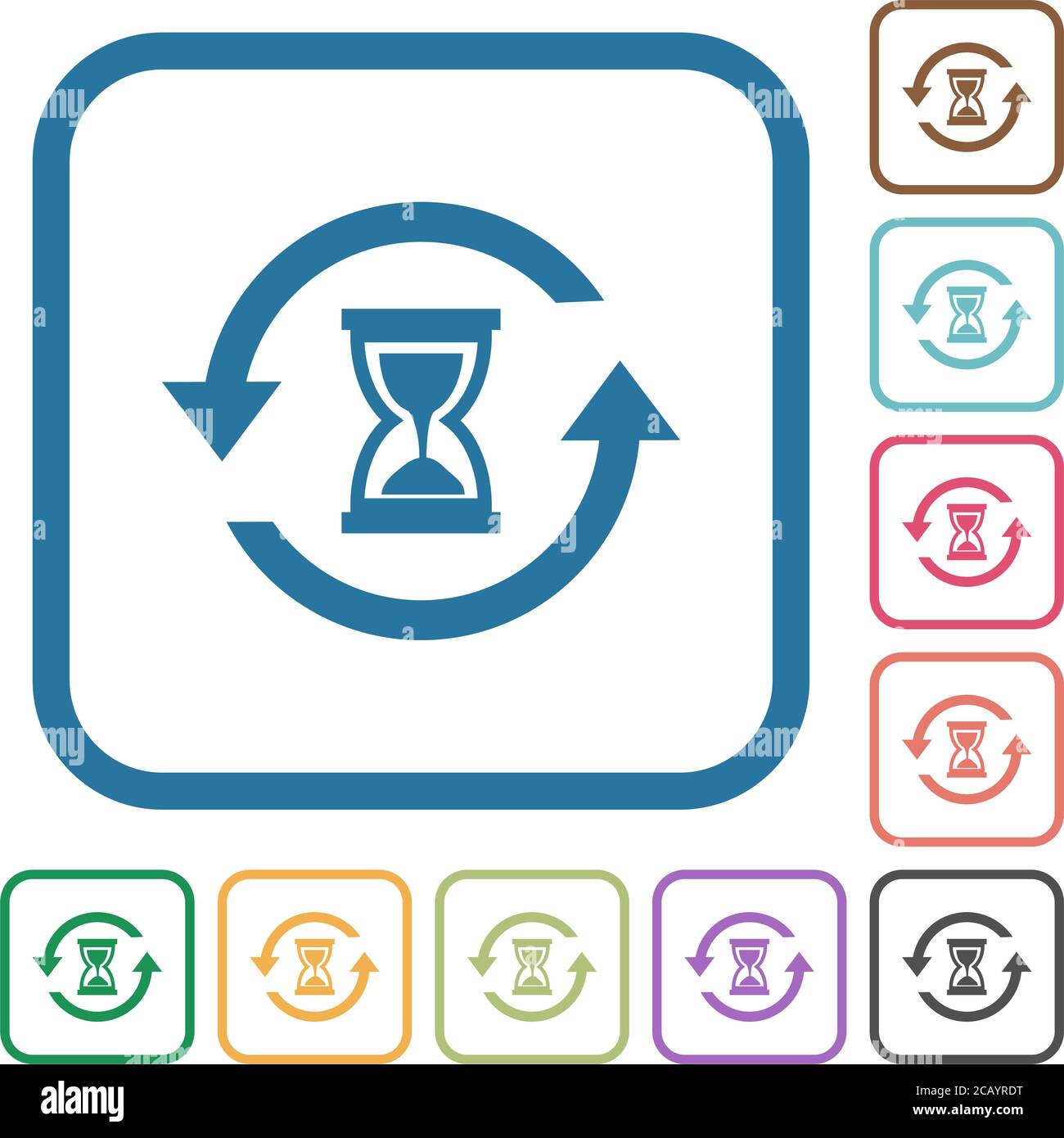 Reload symbol with sandglass simple icons in color rounded square ...