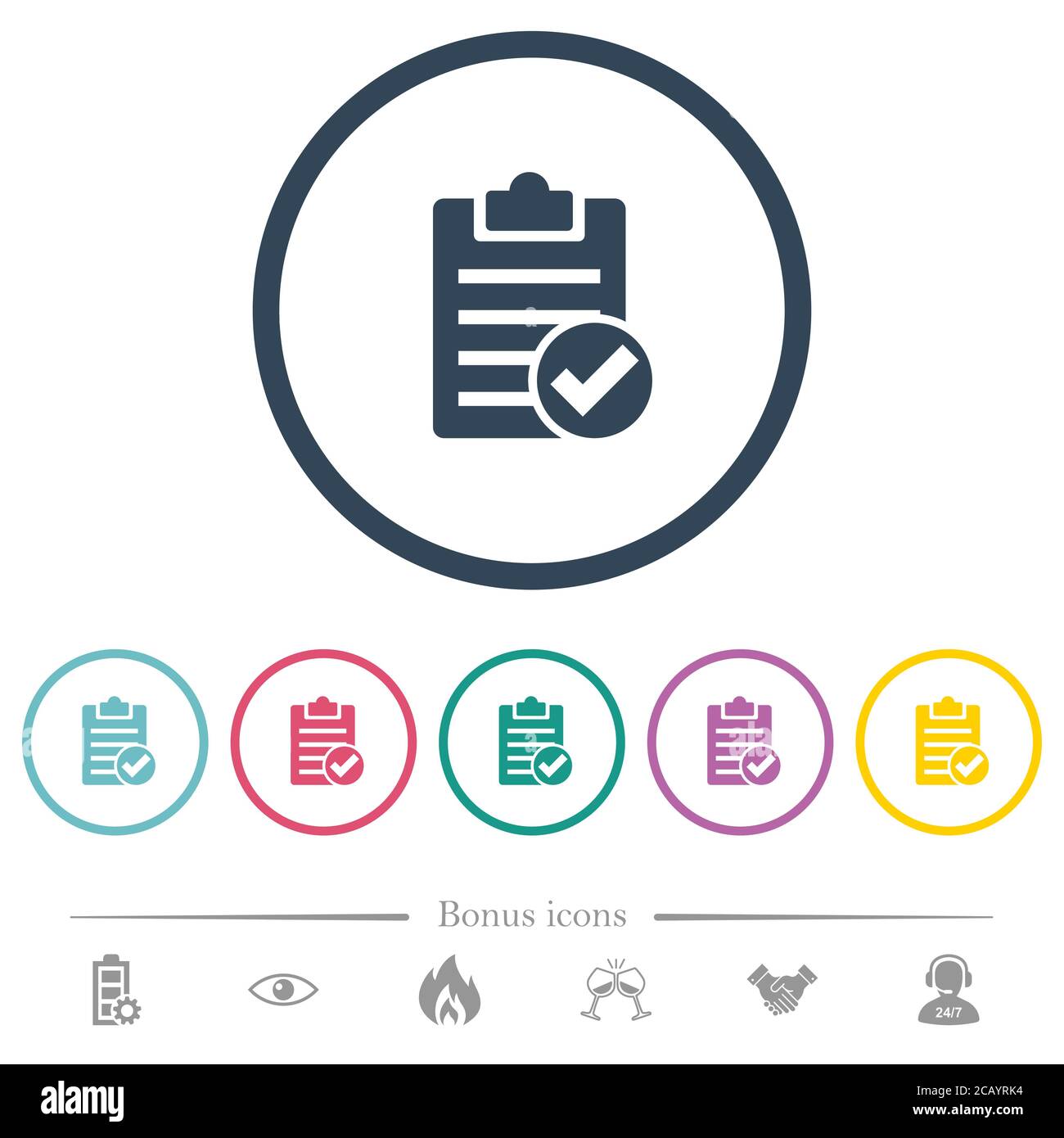 Note done flat color icons in round outlines. 6 bonus icons included ...