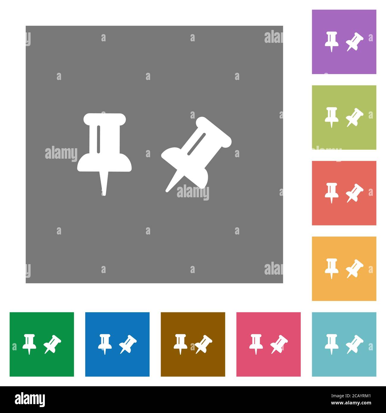 Toggle pin flat icons on simple color square backgrounds Stock Vector ...