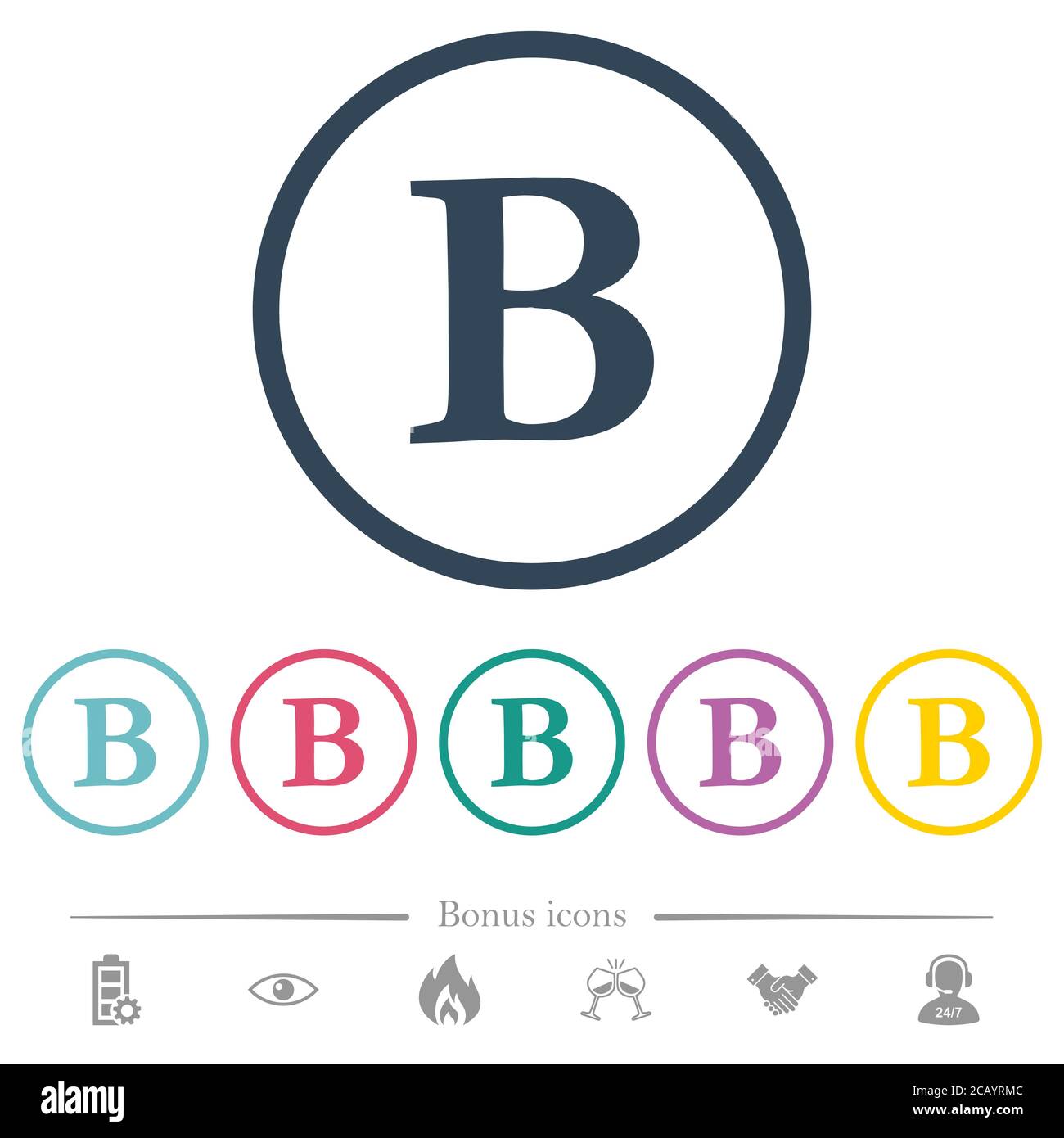 Bold font type flat color icons in round outlines. 6 bonus icons included Stock Vector Image ...