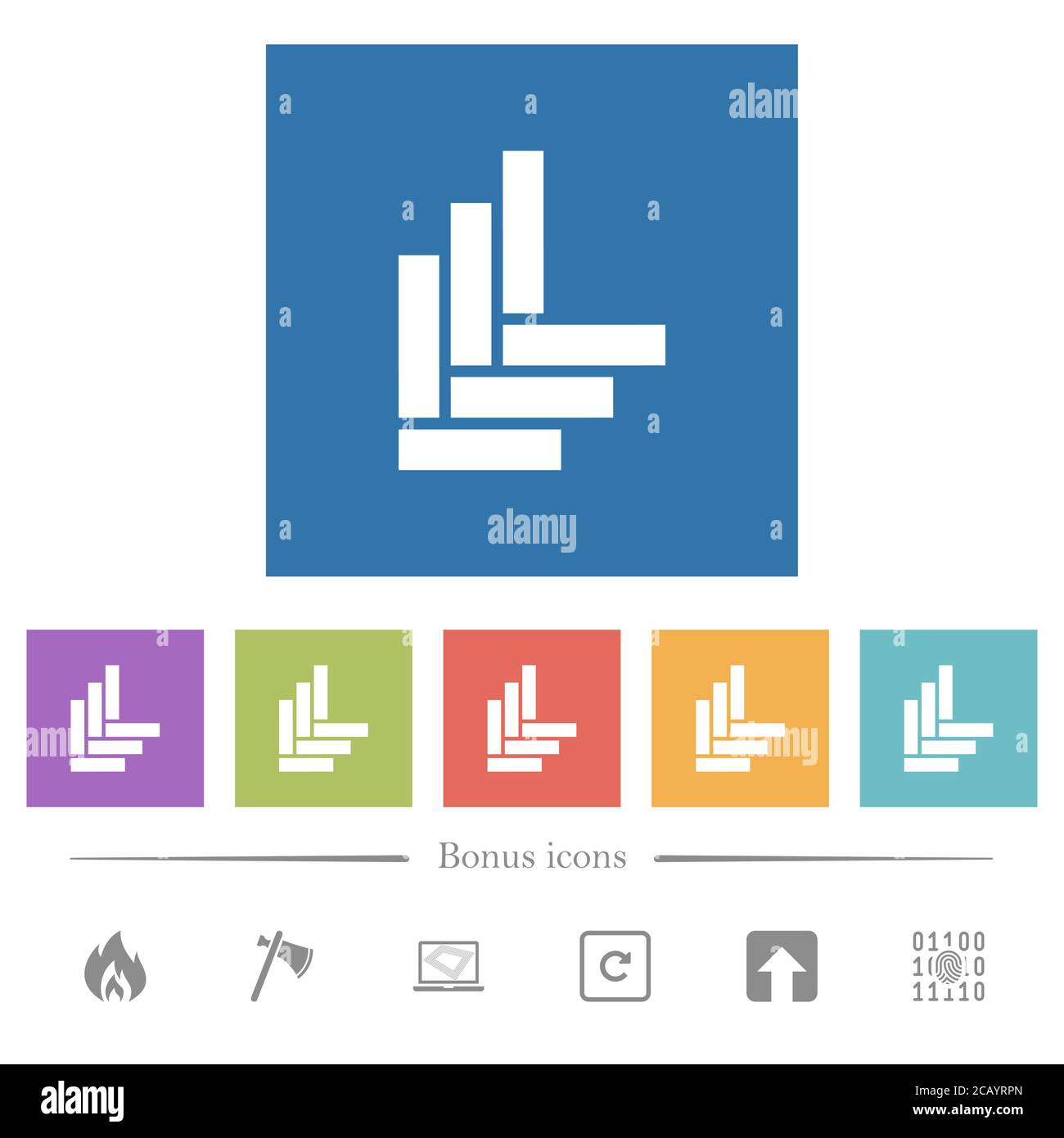 Parquet pattern flat white icons in square backgrounds. 6 bonus icons ...