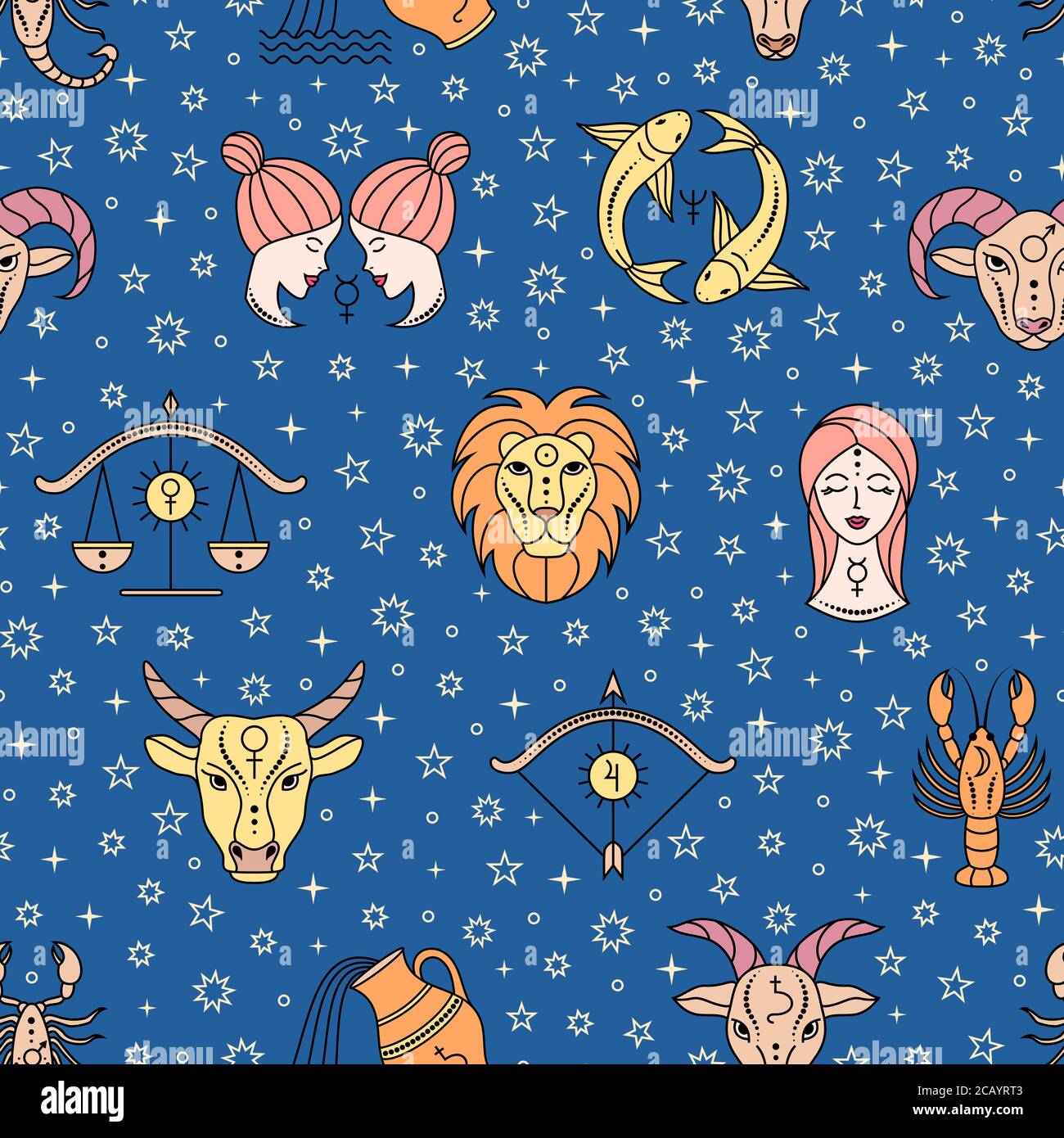 pattern with zodiac signs Stock Vector Image & Art - Alamy