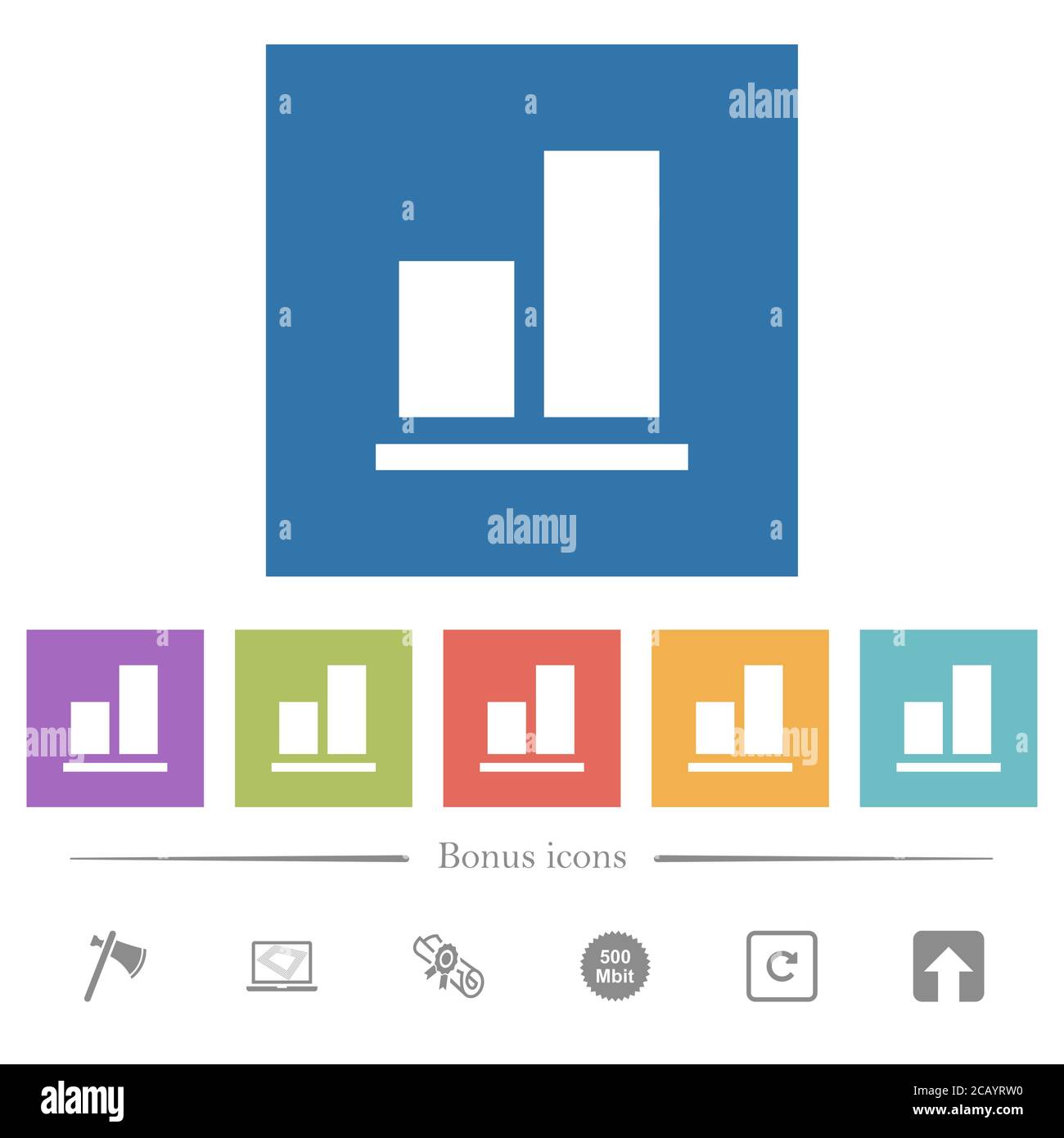 Align to bottom flat white icons in square backgrounds. 6 bonus icons ...