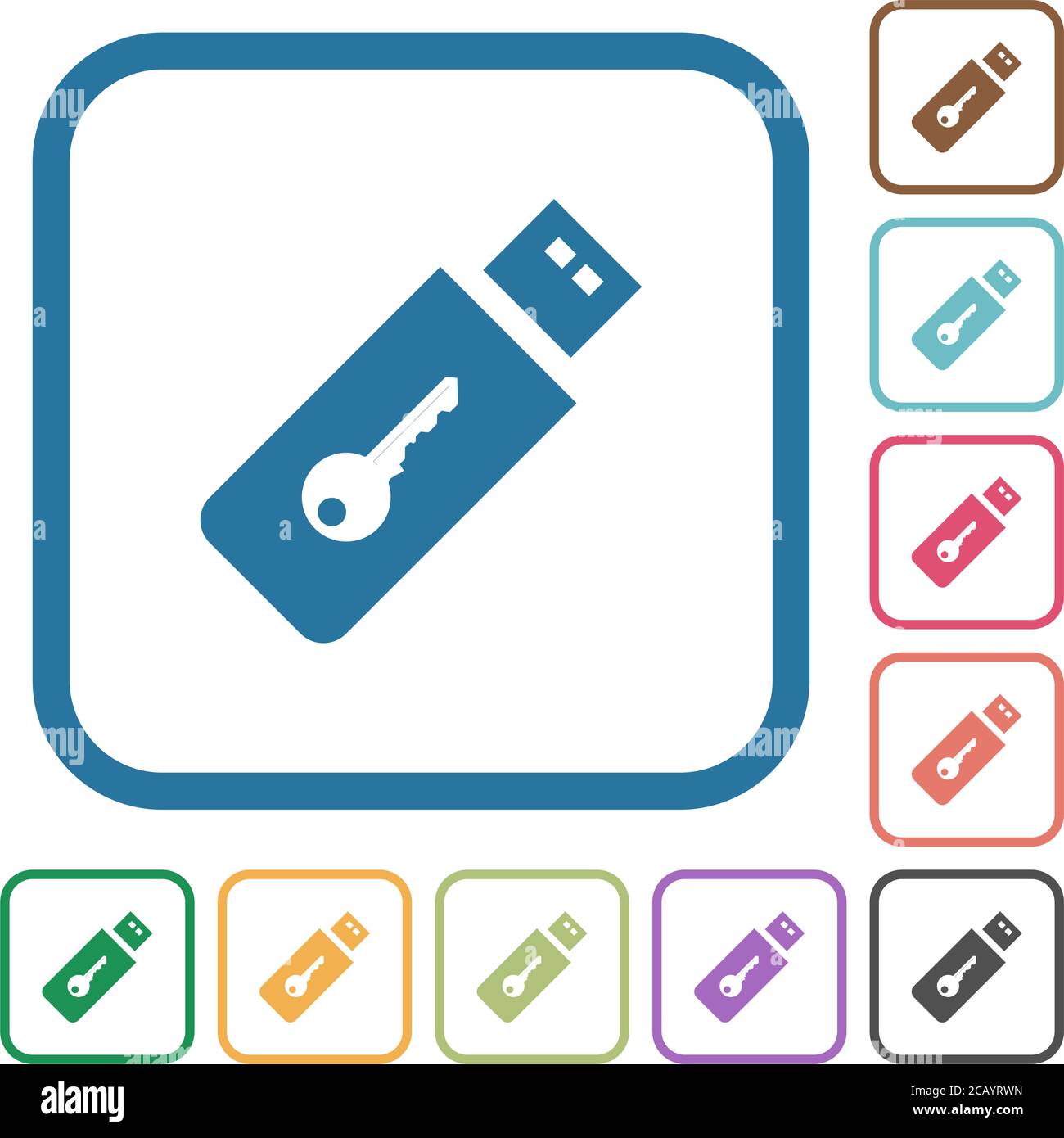 Hardware key simple icons in color rounded square frames on white background Stock Vector Image ...