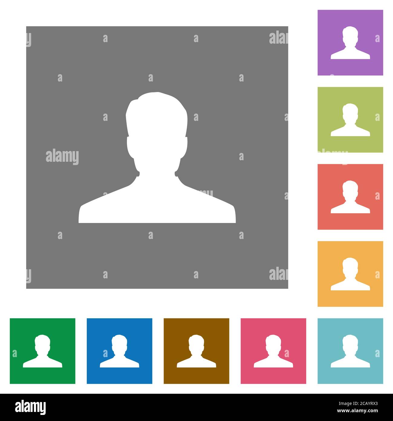 Anonymous avatar flat icons on simple color square backgrounds Stock ...