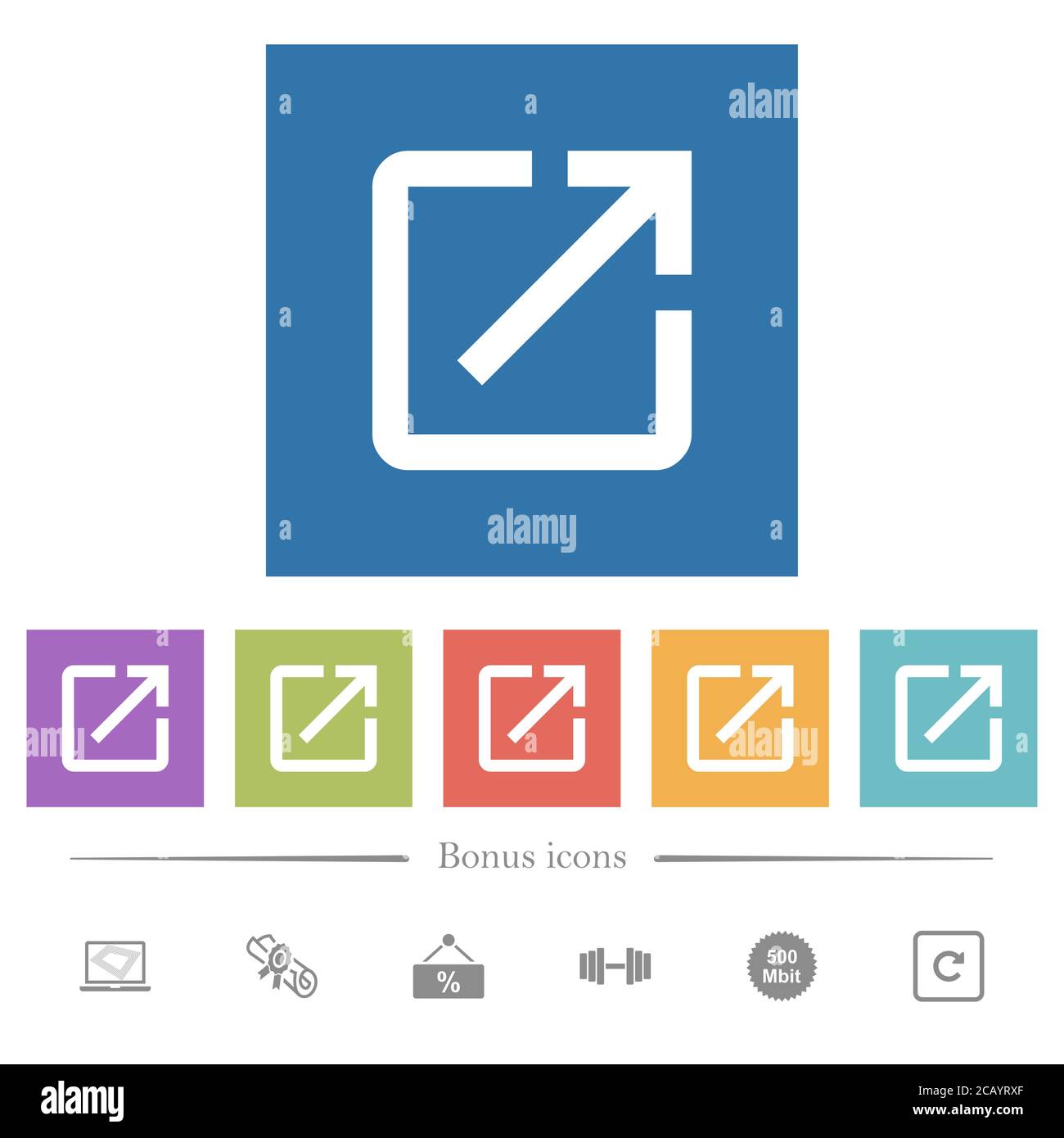 Launch application flat white icons in square backgrounds. 6 bonus ...