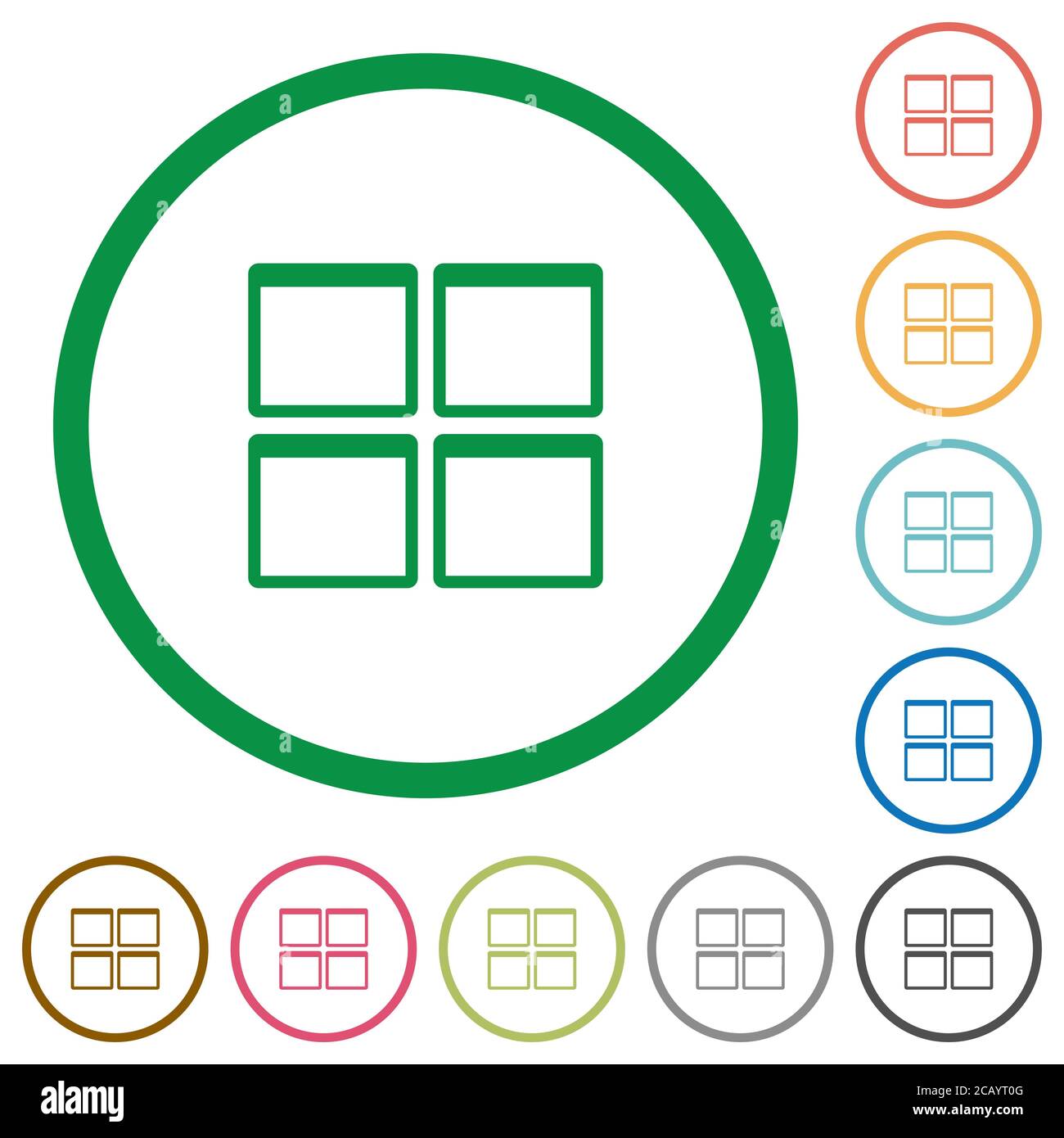 Admin dashboard panels flat color icons in round outlines on white ...
