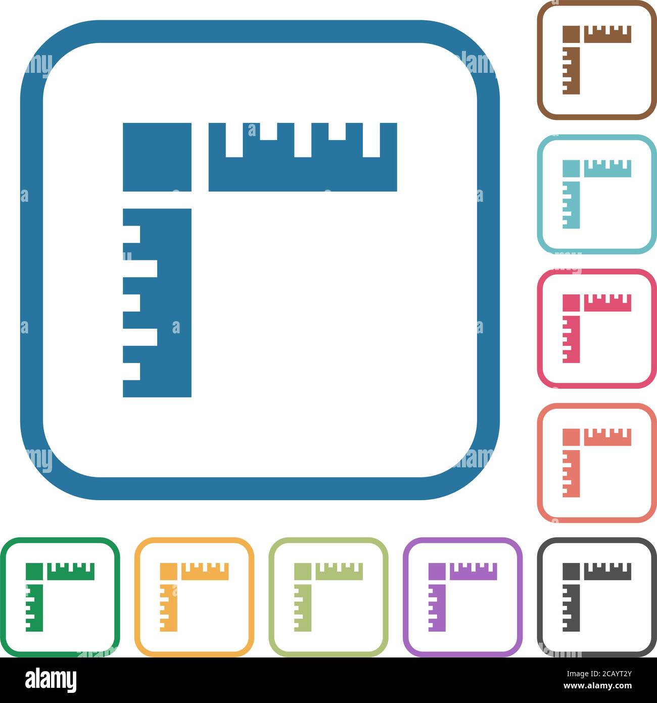 Page rulers simple icons in color rounded square frames on white ...
