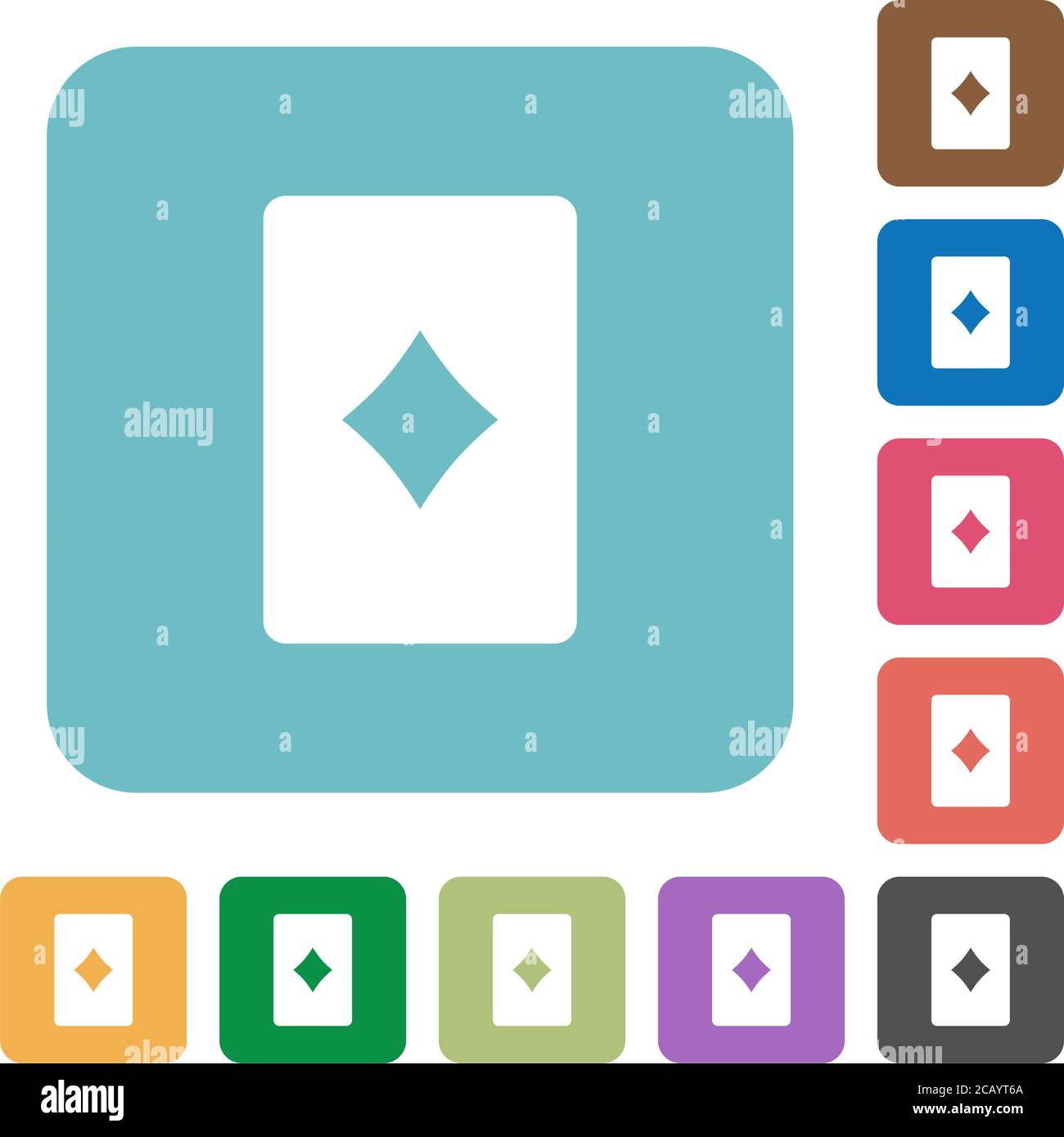 Diamond card symbol white flat icons on color rounded square ...