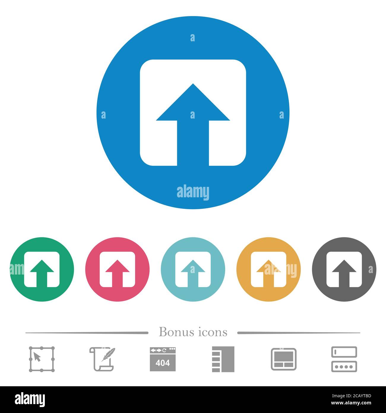 Upload flat white icons on round color backgrounds. 6 bonus icons ...