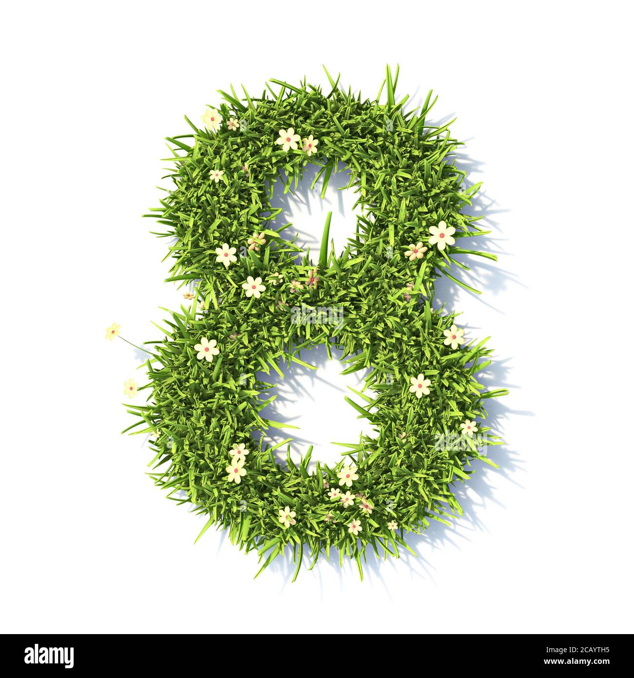 Grass font Number 8 EIGHT 3D rendering illustration isolated on white ...