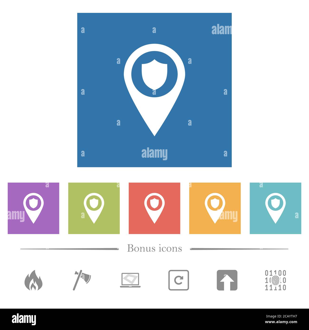 Police station GPS map location flat white icons in square backgrounds ...