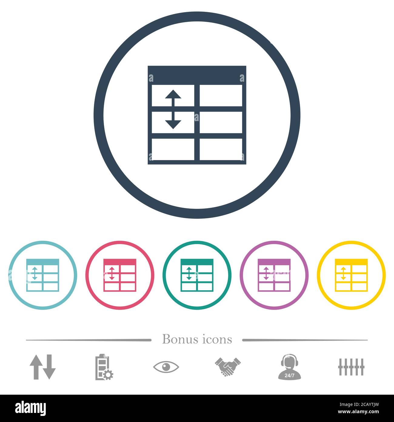 Spreadsheet adjust table row height flat color icons in round outlines ...