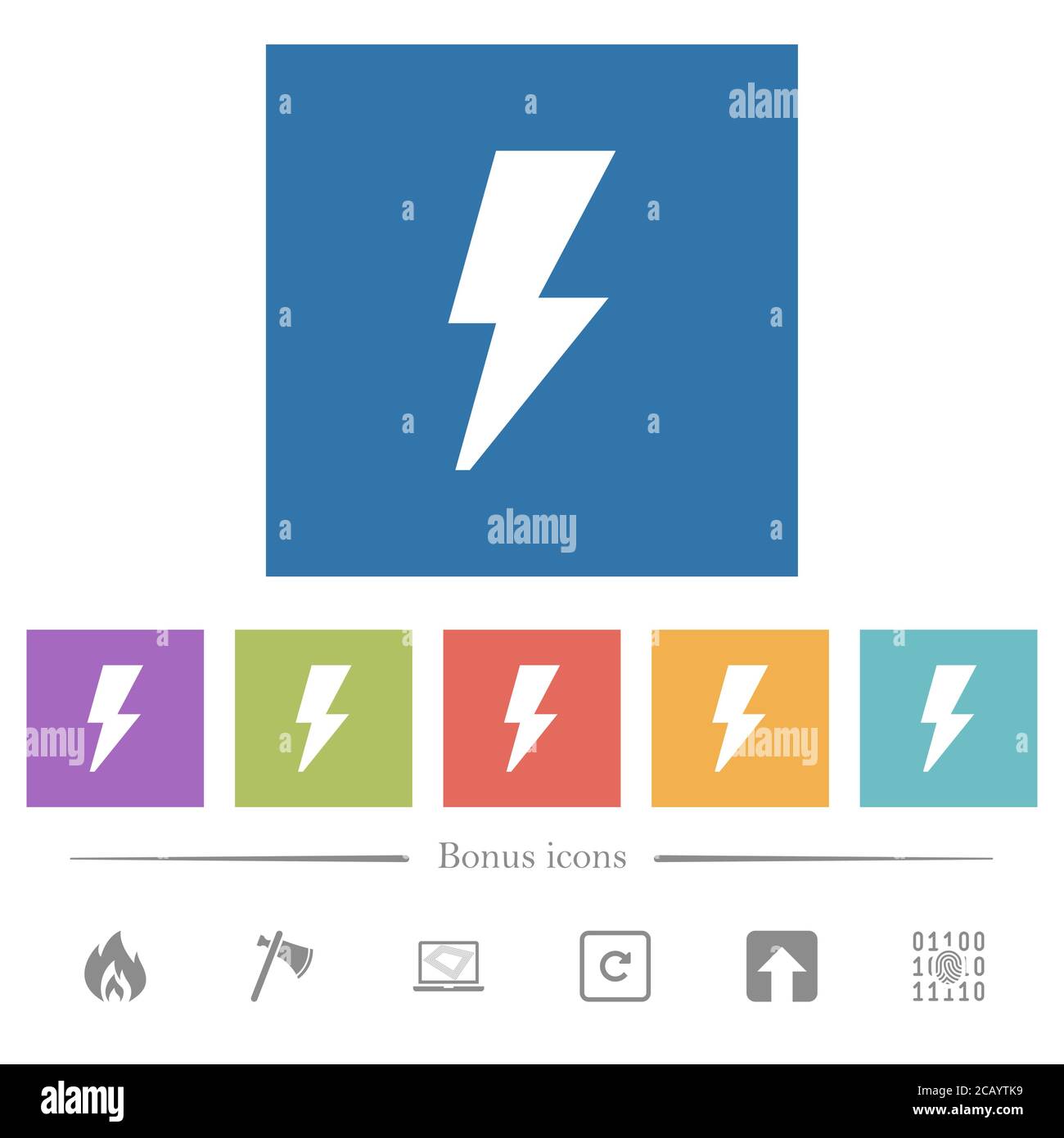 Flash flat white icons in square backgrounds. 6 bonus icons included ...