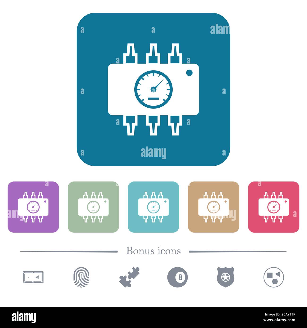 Hardware diagnostics white flat icons on color rounded square ...