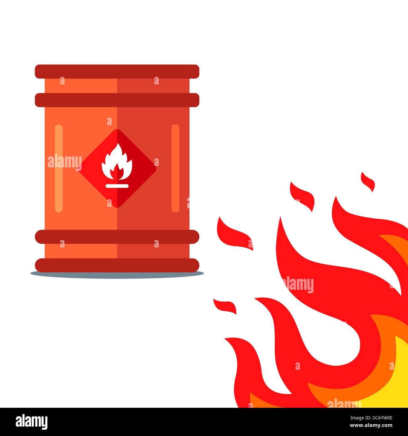 fire near a barrel of gasoline. flammable substance with a flame nearby ...