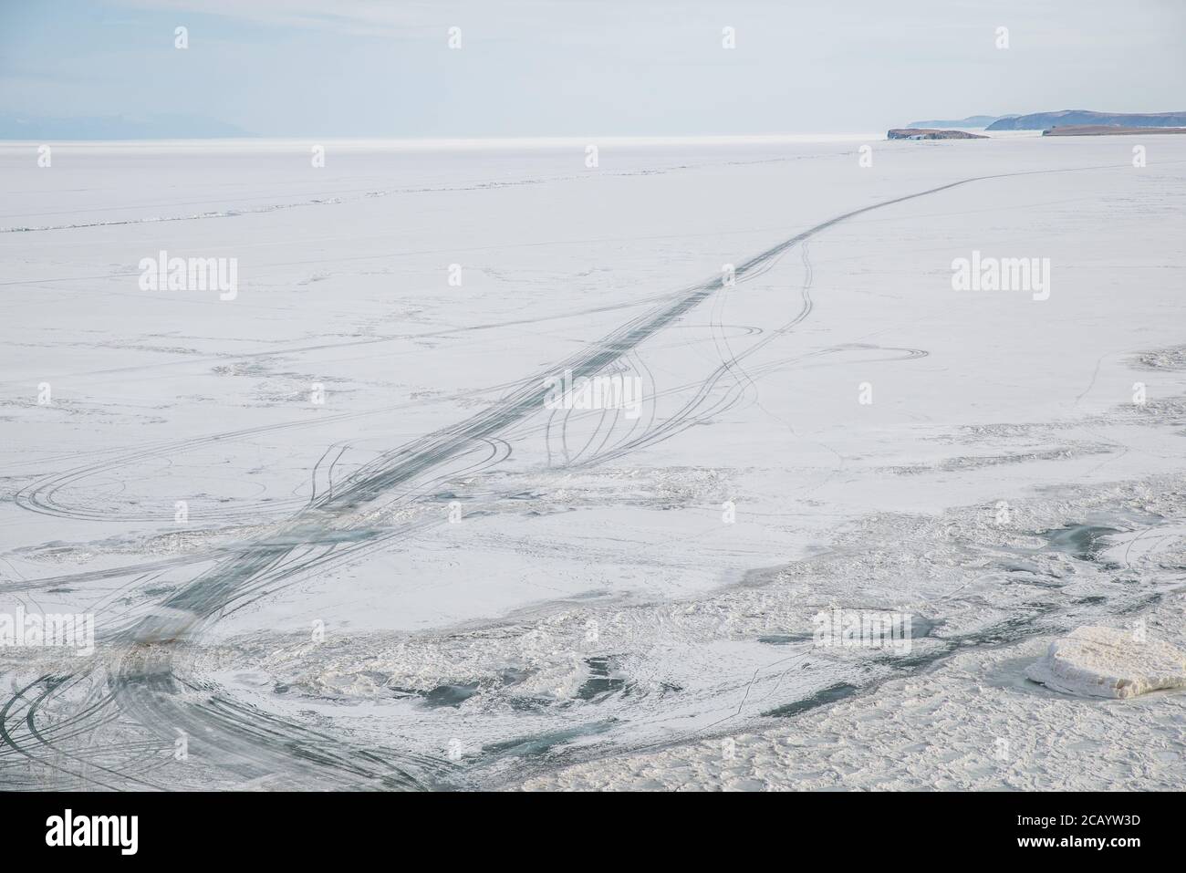 Frozen waters of Lake Baikal seen from Olkhon Island, Russia Stock Photo - Alamy