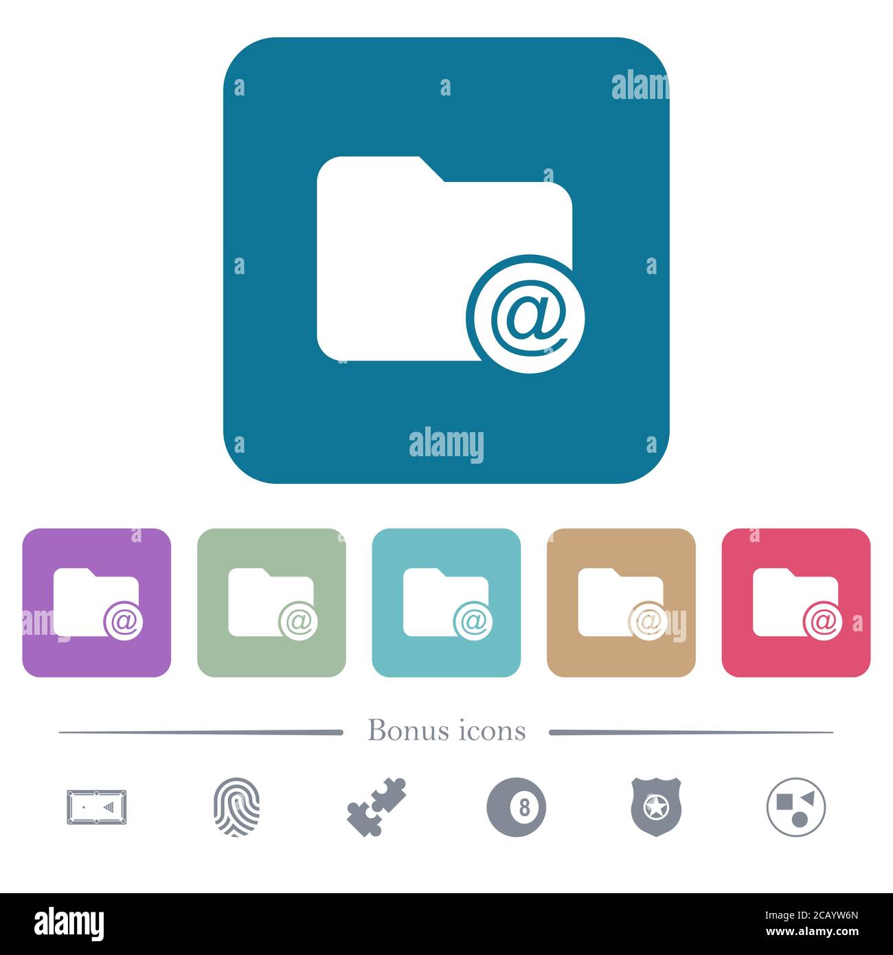 Directory email white flat icons on color rounded square backgrounds. 6 ...