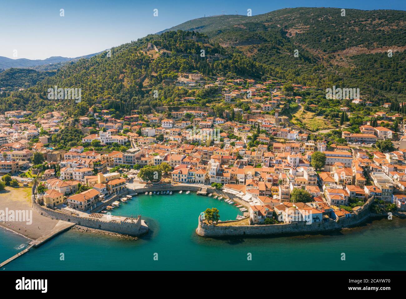Nafpaktos on the north coast of the Gulf of Corinth, Greece Stock Photo ...