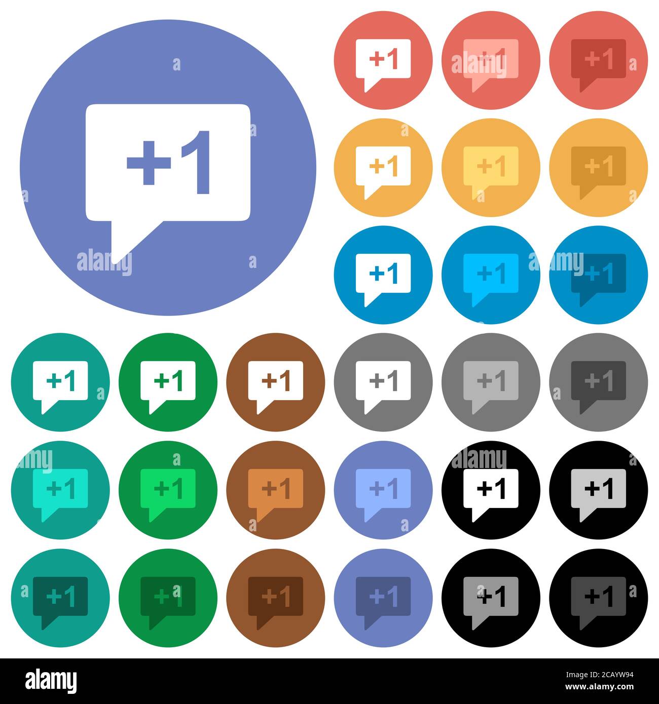 Plus one sign multi colored flat icons on round backgrounds. Included ...