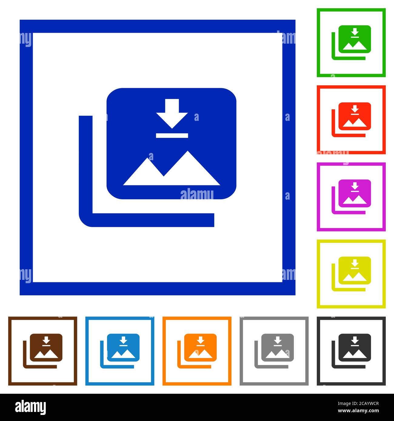 Download multiple images flat color icons in square frames on white ...