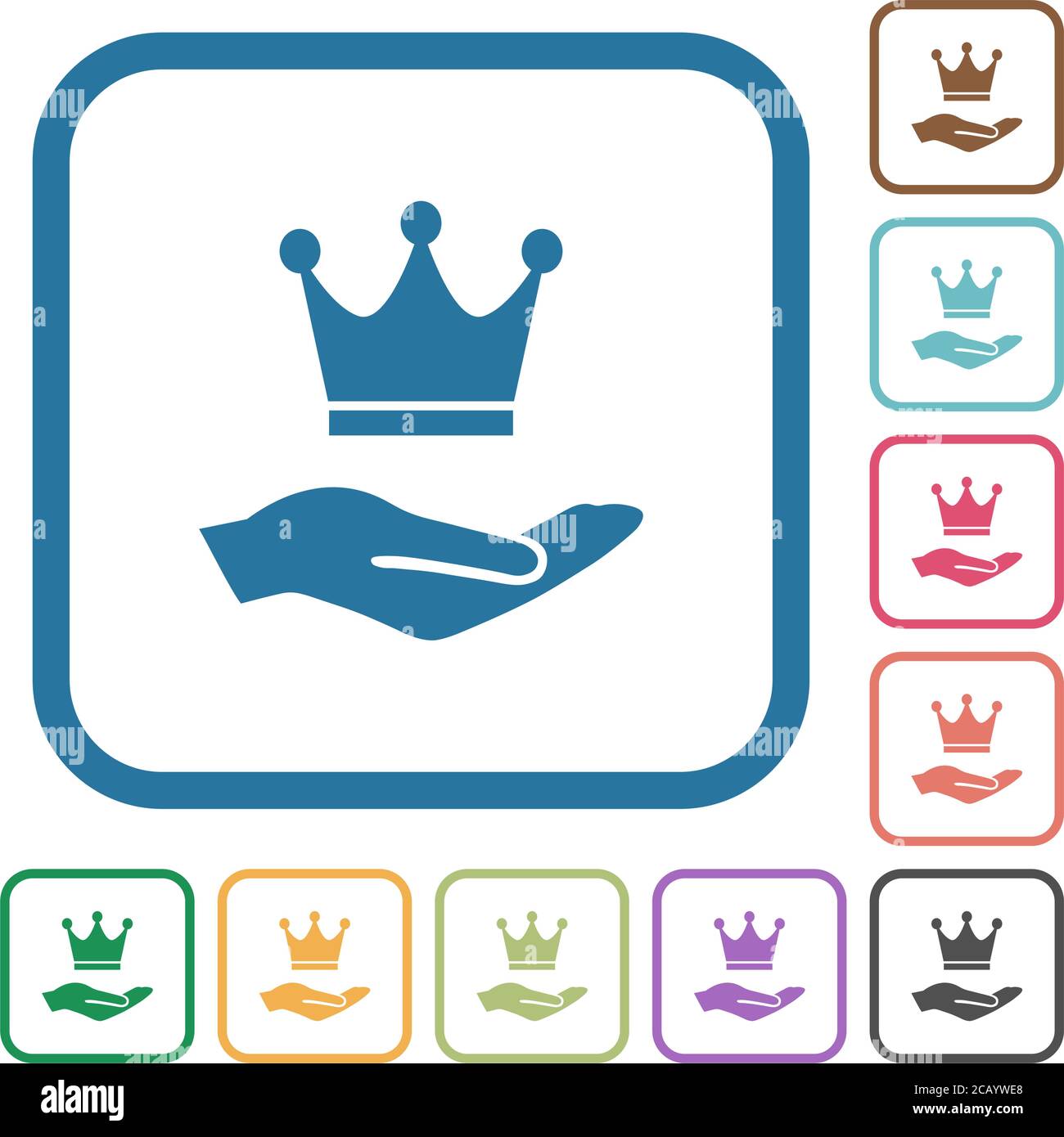 Premium services simple icons in color rounded square frames on white ...