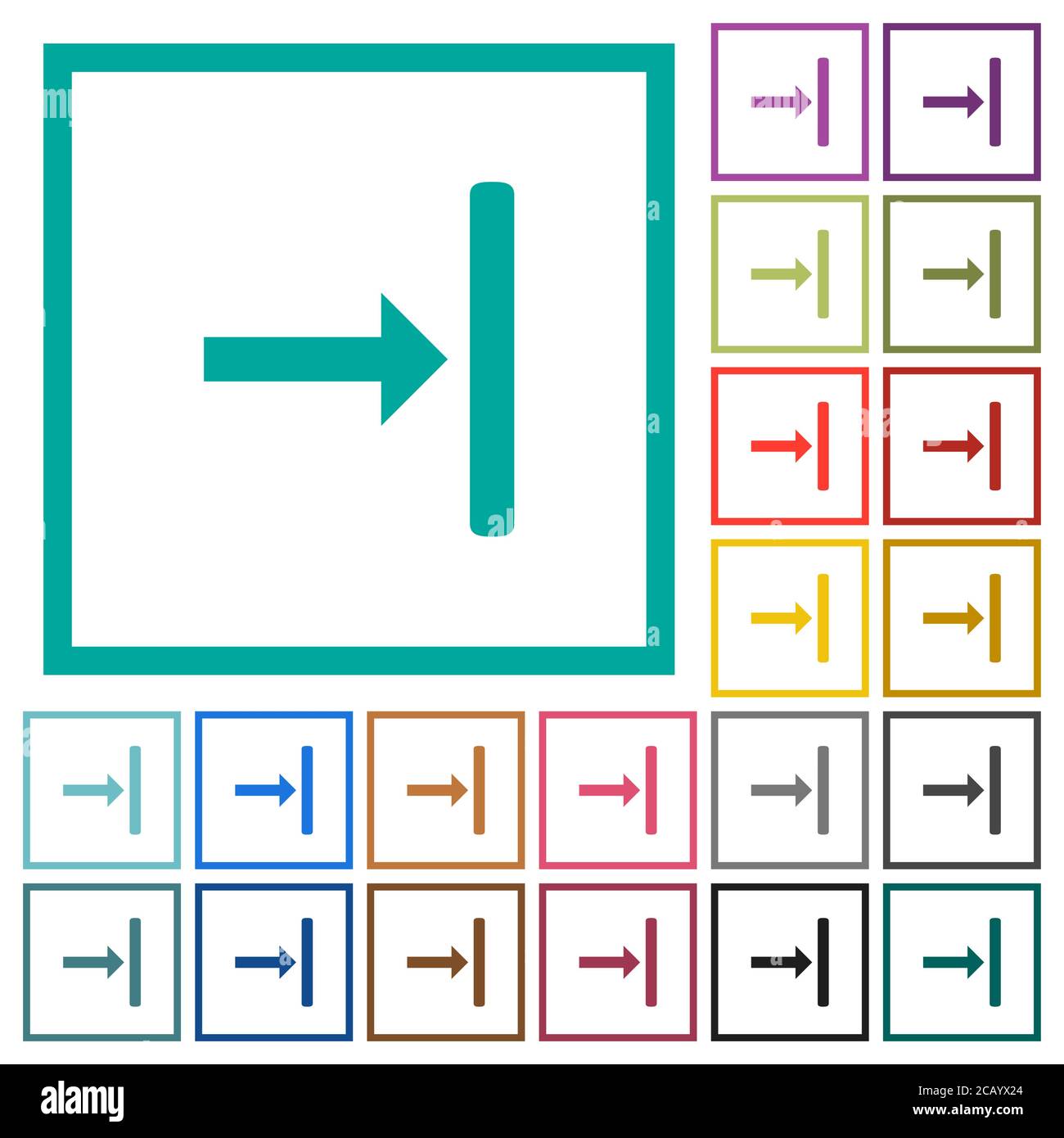 Align to right flat color icons with quadrant frames on white ...