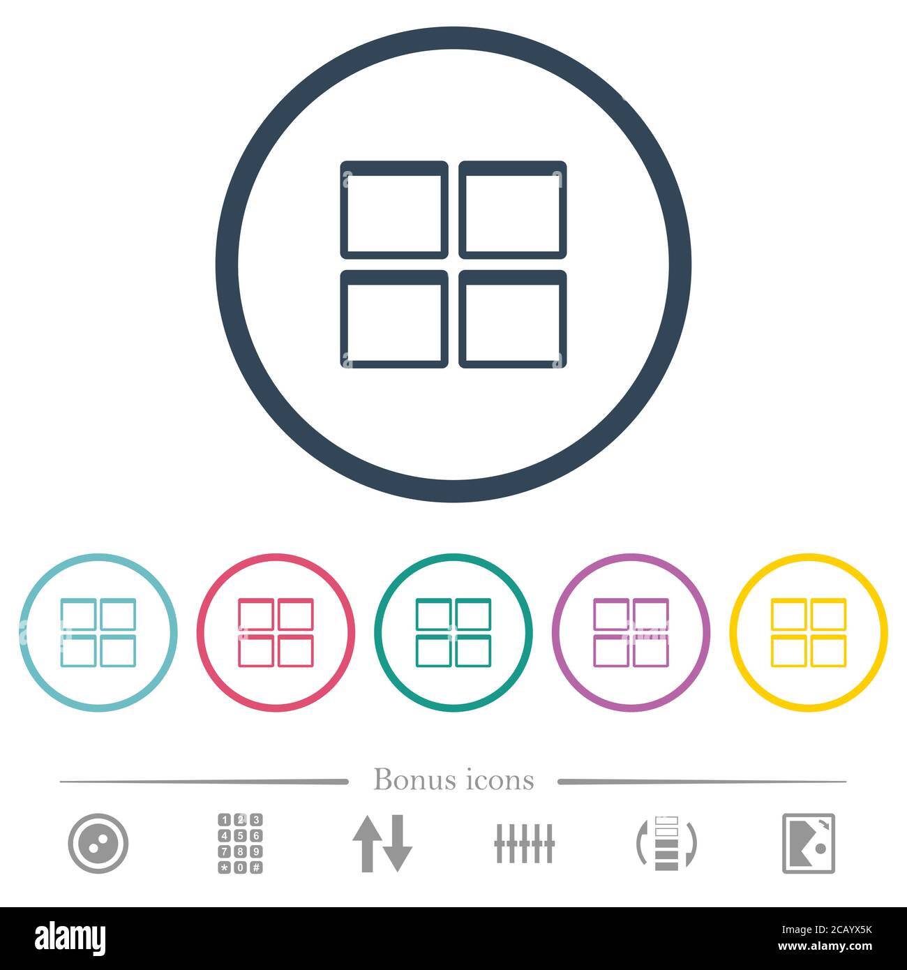 Admin dashboard panels flat color icons in round outlines. 6 bonus ...