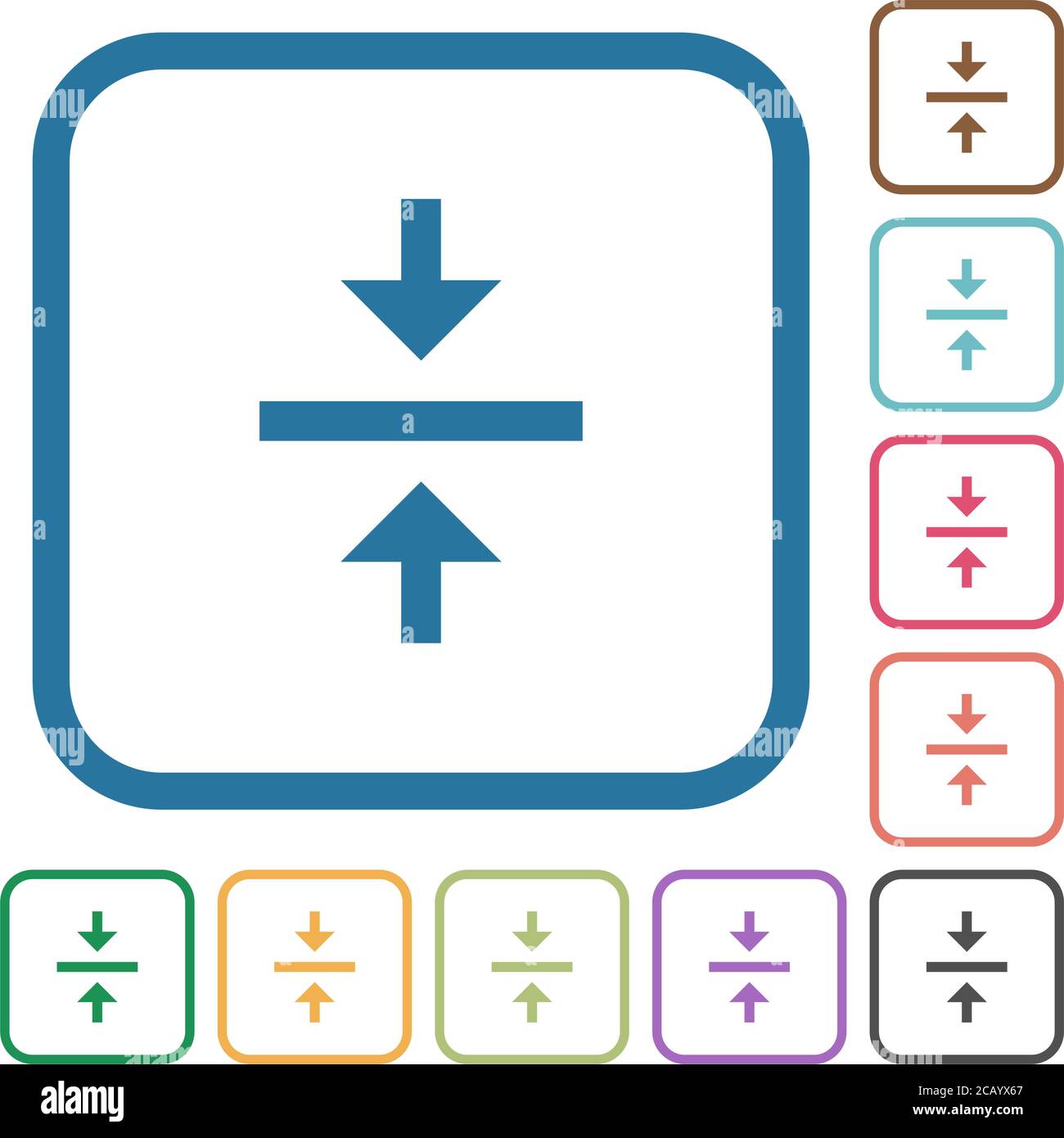 Vertical align center simple icons in color rounded square frames on white background Stock ...