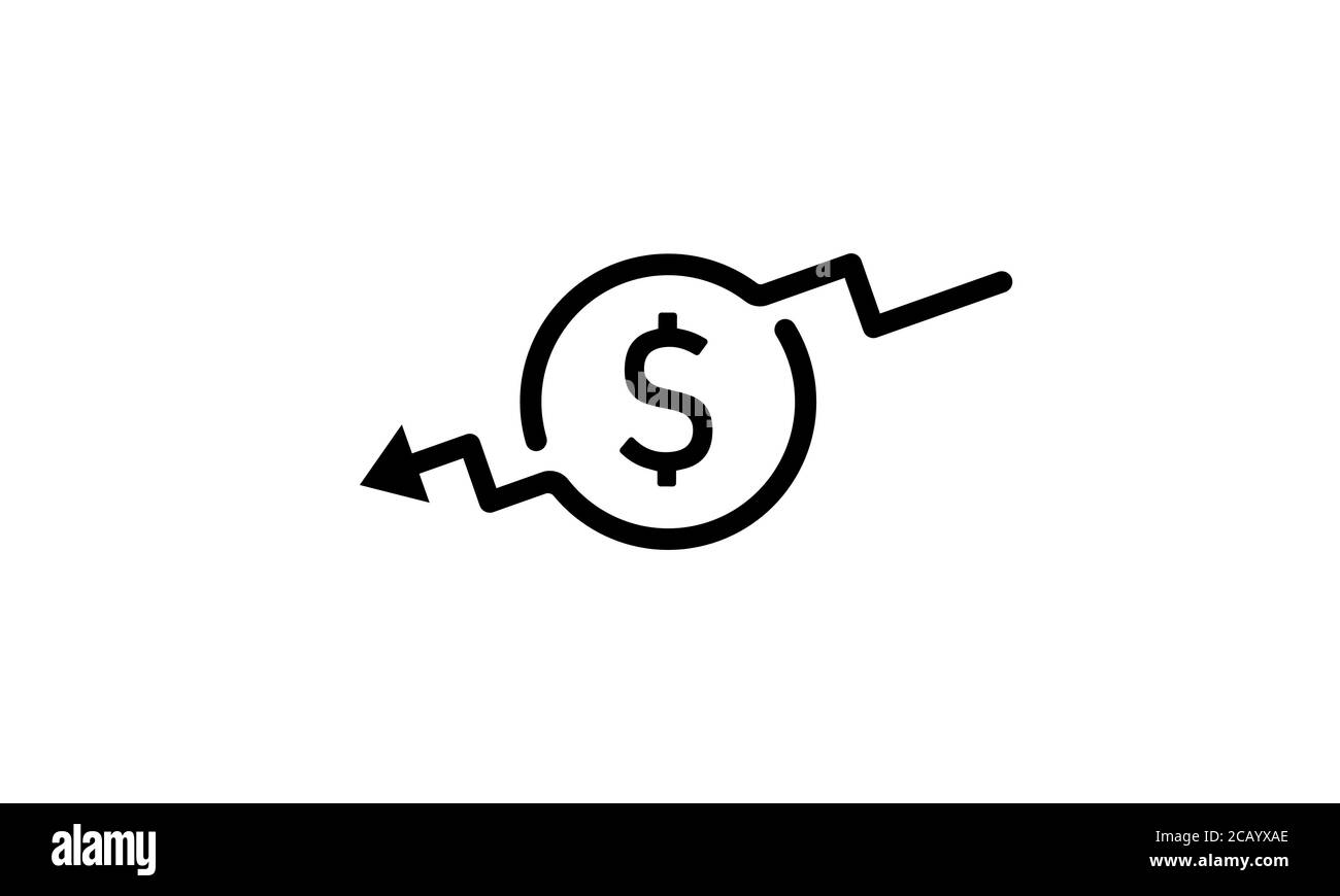 Dollar arrow decrease icon. Sign arrow down. Vector on isolated white ...