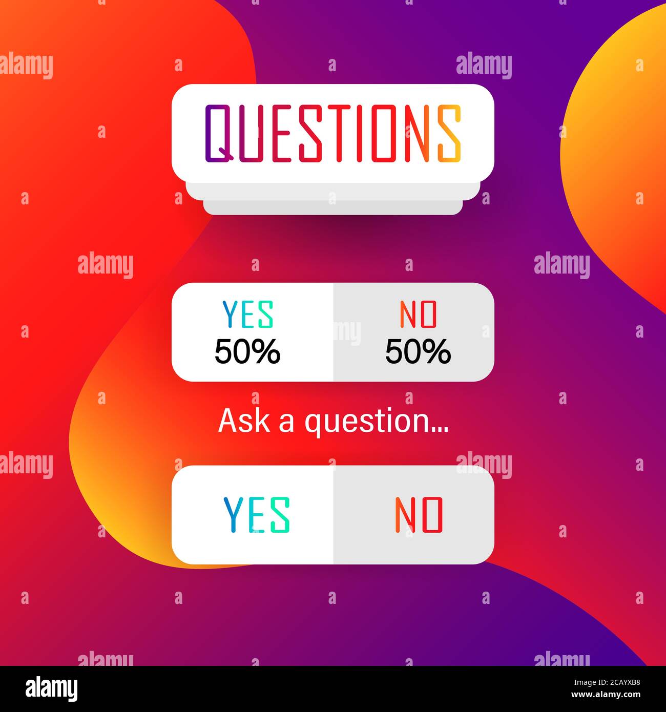 Stories, questions, answers sticker.. Web button YES or NO layout ...