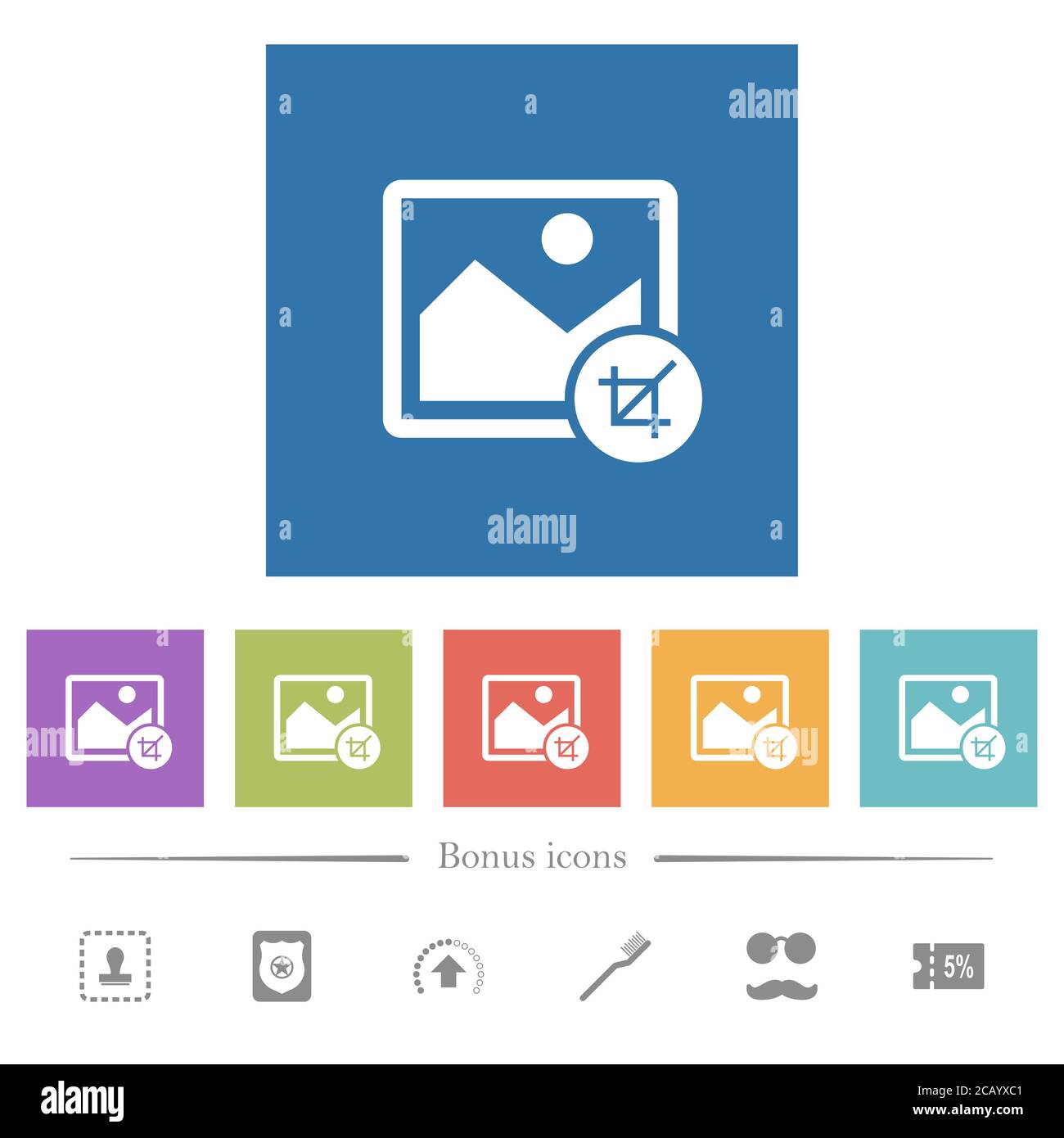 Crop image flat white icons in square backgrounds. 6 bonus icons ...