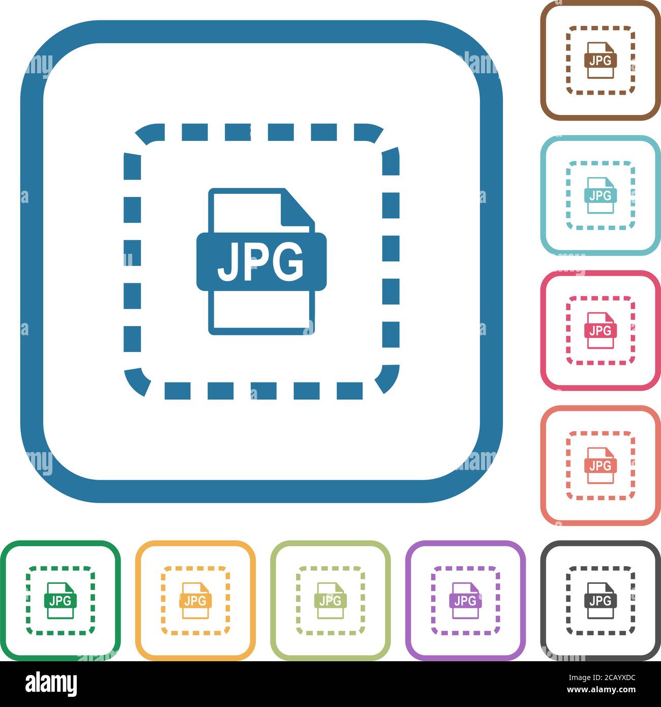 Place jpg file simple icons in color rounded square frames on white background Stock Vector ...