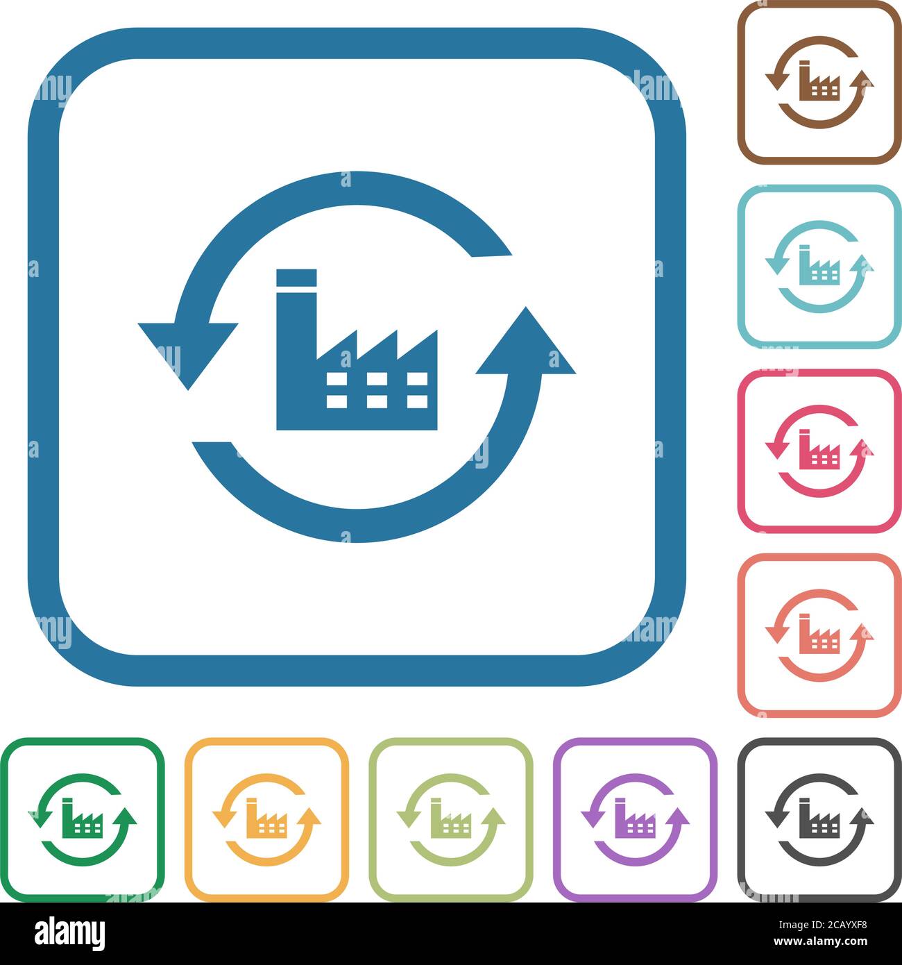Reset to factory defaults simple icons in color rounded square frames ...