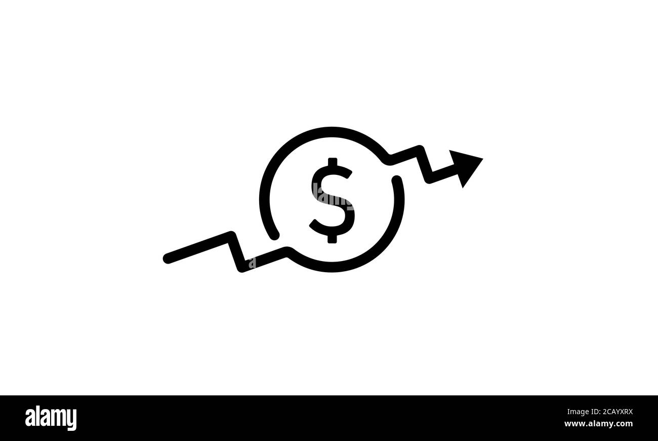 Dollar rate increase icon. Currency exchange rate solid. Rowth graph ...