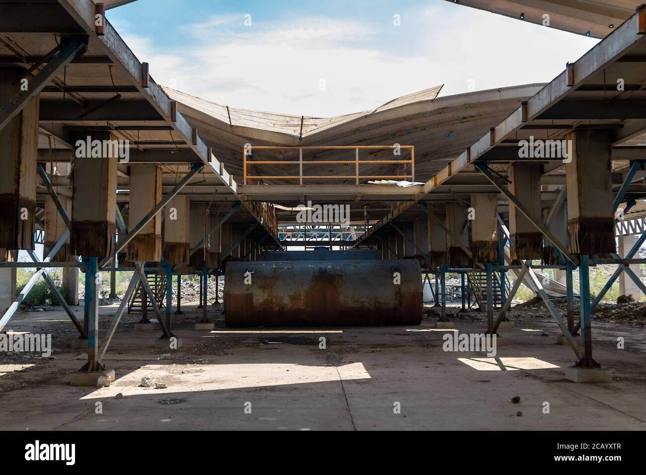 Old abandoned recycling plant. Trash deposit. modern pollution concept ...