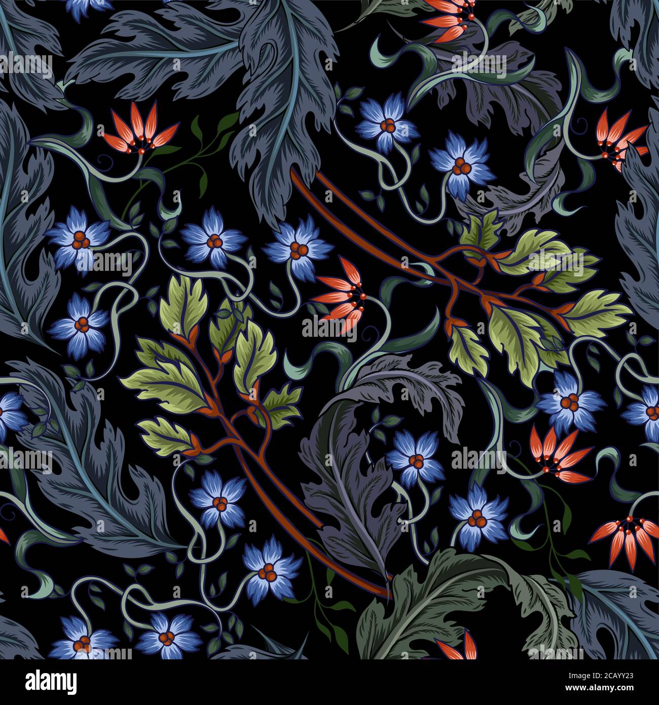Seamless pattern with flowers in art deco style. Modern trendy print ...