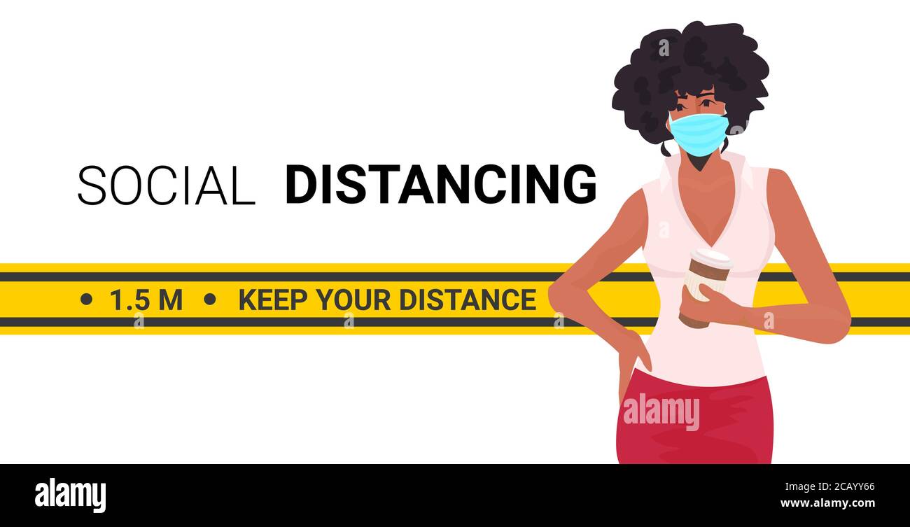 businesswoman wearing face mask keeping distance to prevent coronavirus ...