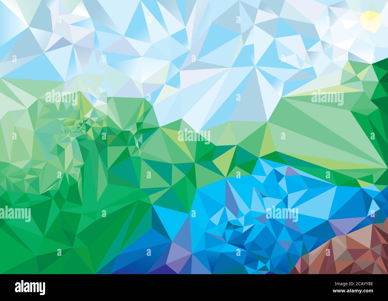 landscape with a mountain river of polygons, vector pattern of polygons ...
