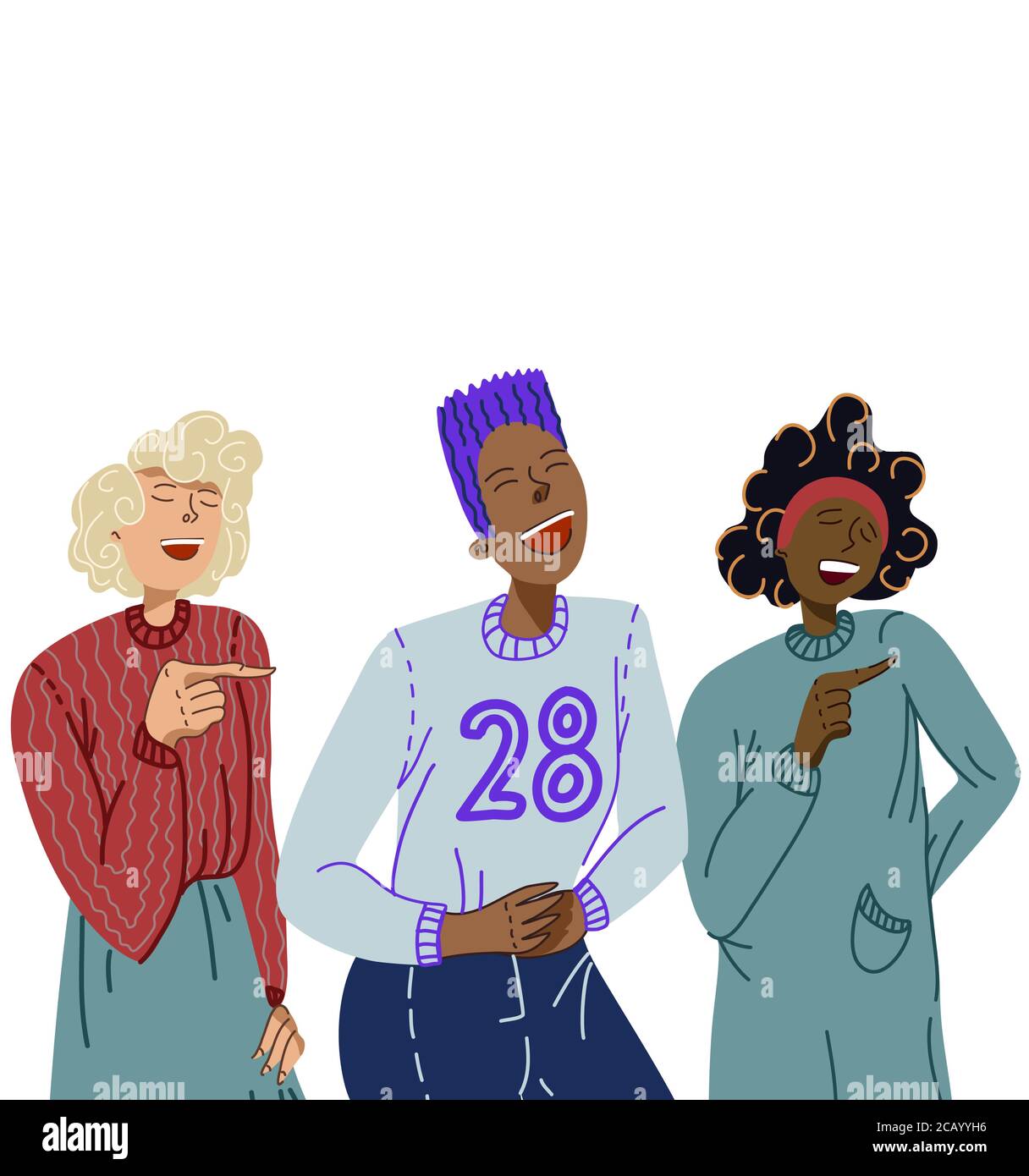 Young people who are mocking something. Vector cartoon flat ...