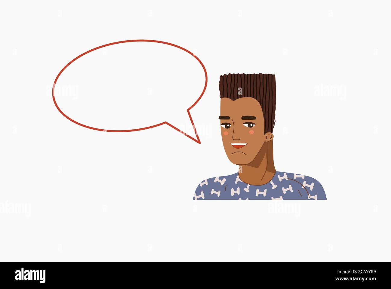 Young man with speech bubbles. Vector flat cartoon illustration Stock ...
