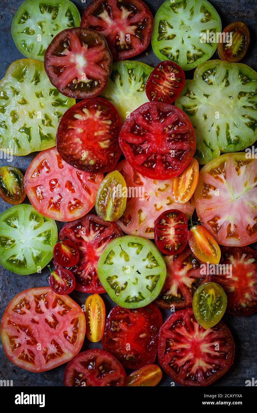 Fresh sliced tomatoes Stock Photo - Alamy