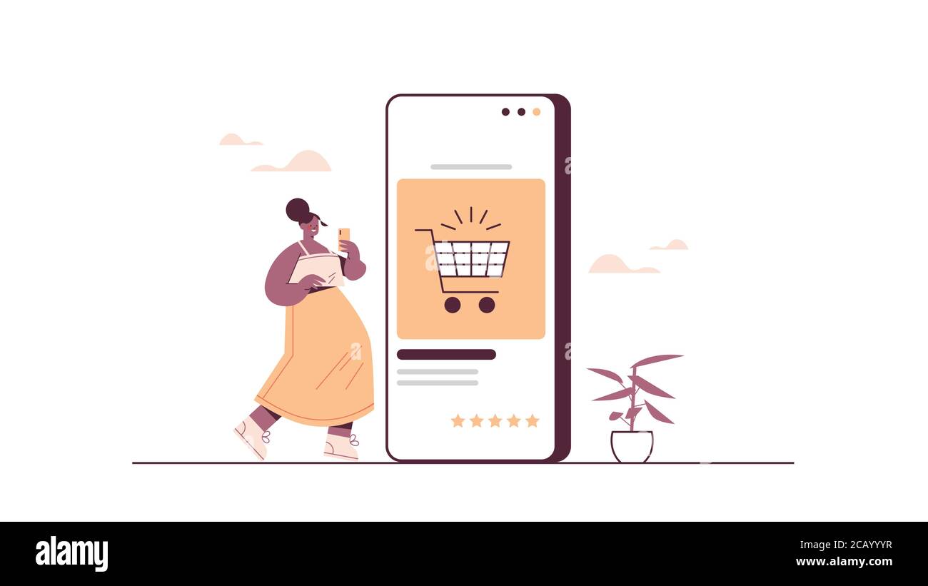 woman using smartphone buying things in online store sale consumerism ...