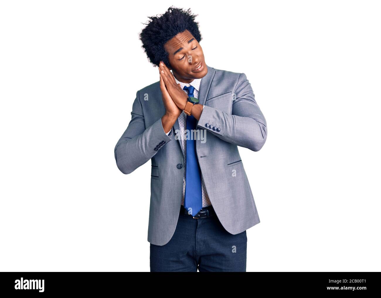 Handsome african american man with afro hair wearing business jacket ...