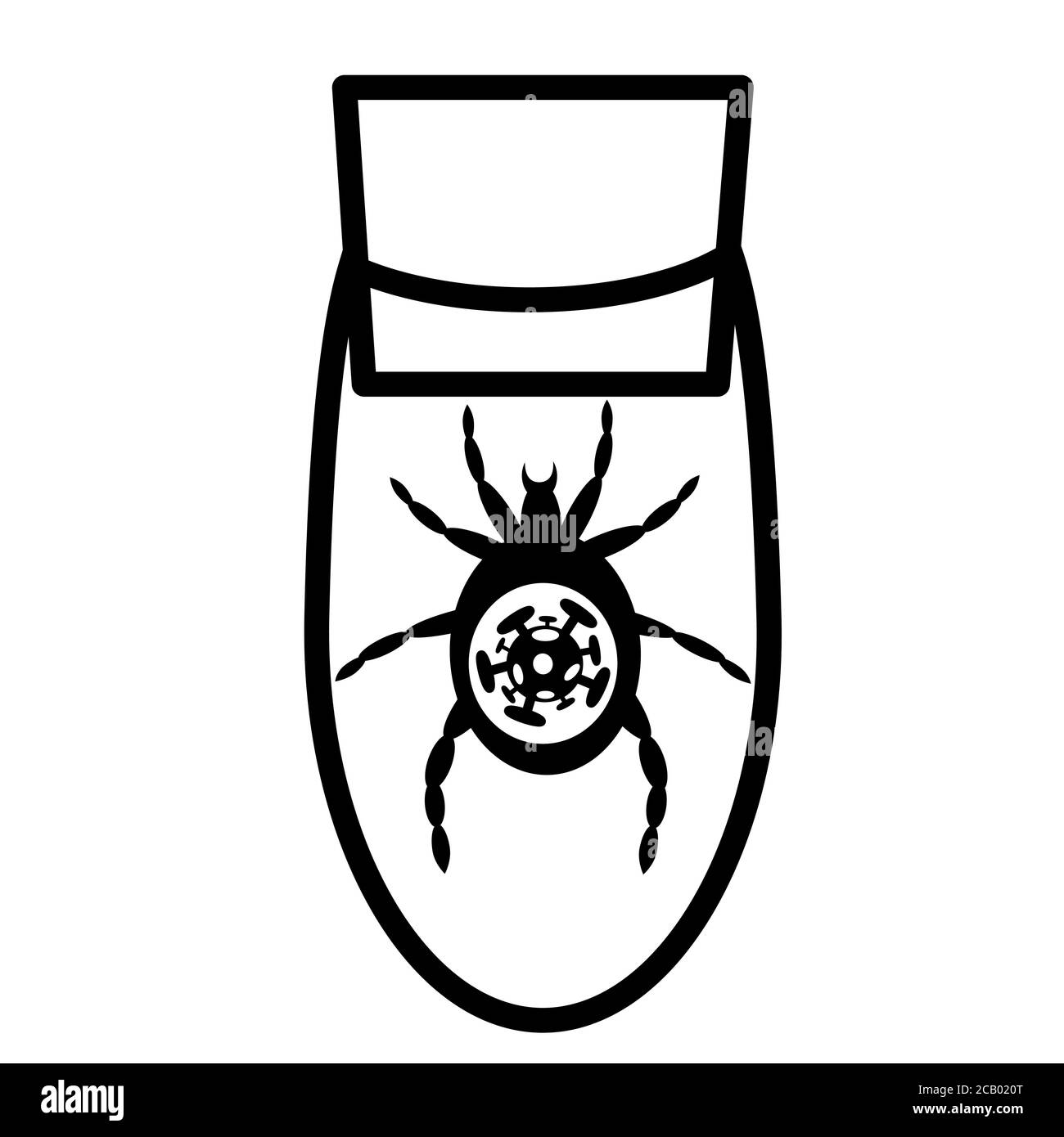 vector drawing of a tick in a test tube on a white background Stock ...