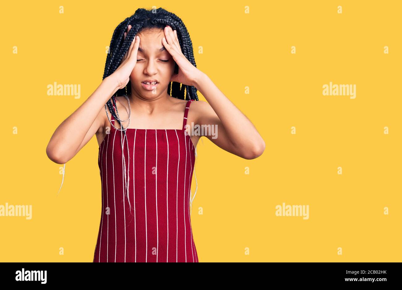 Cute african american girl wearing casual clothes suffering from ...