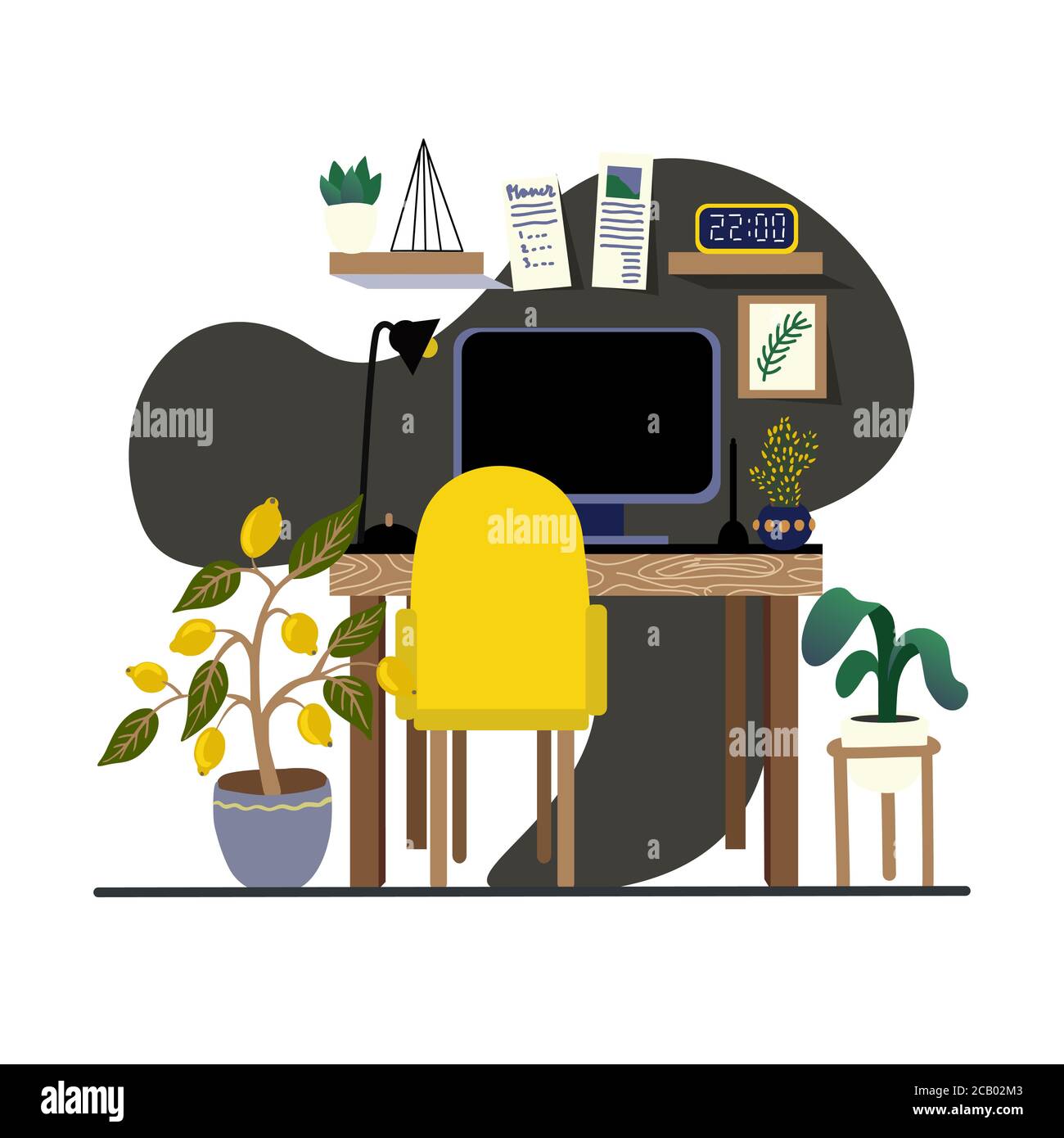 Interior designer workplace. Home decor. Vector cartoon flat ...
