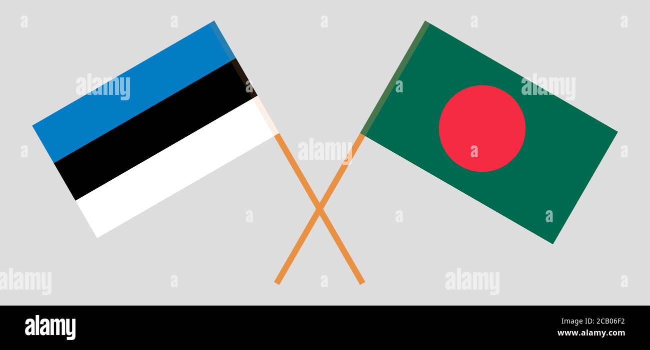 Crossed flags of Bangladesh and Estonia. Official colors. Correct proportion. Vector ...