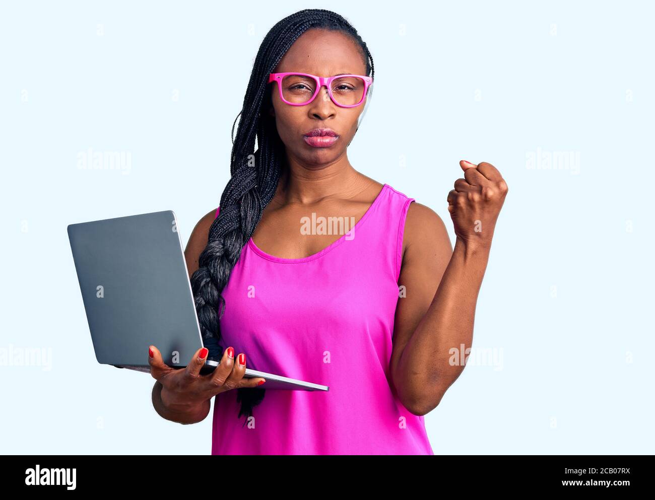 African american woman computer mad hi-res stock photography and images ...