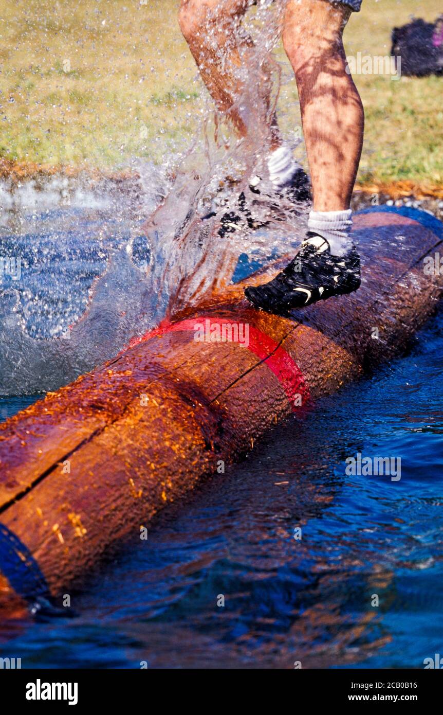 Log Rolling event, Loggers Jubilee celebration Morton, Washington USA ...